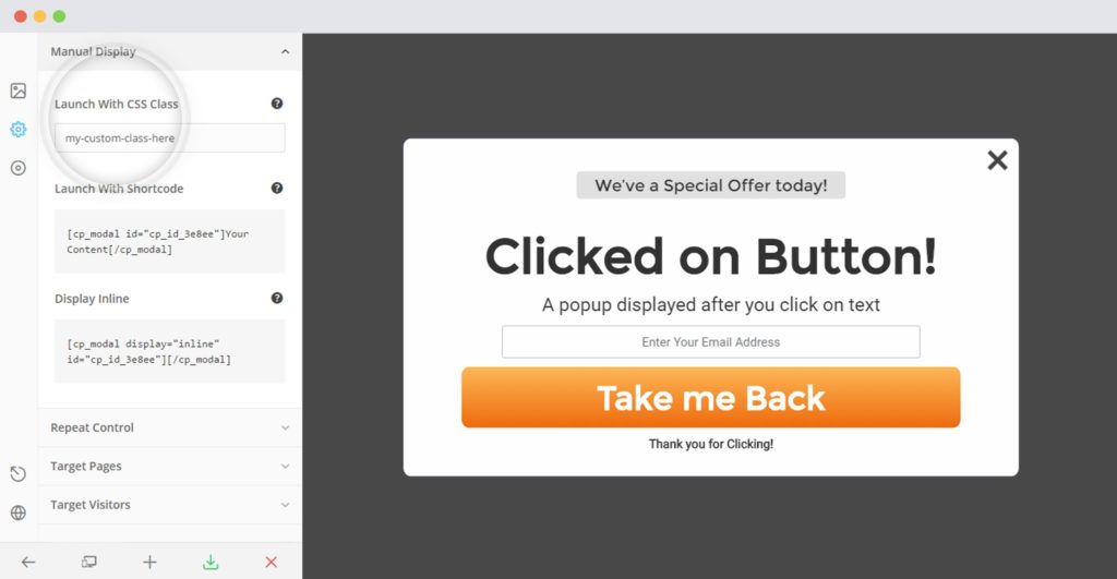 How To Trigger A Two Step Modal Using Css Class Documentation