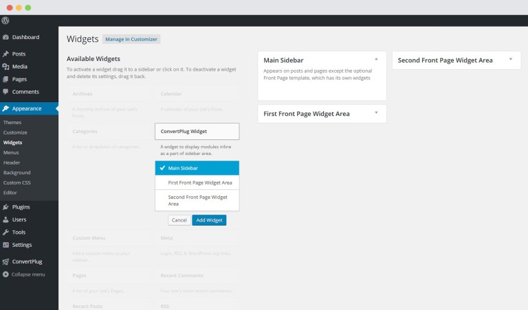 How to use the ConvertPlug Widget? – Documentation