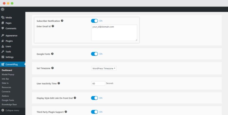 How can I Turn on Subscriber notification in ConvertPlug? – Documentation